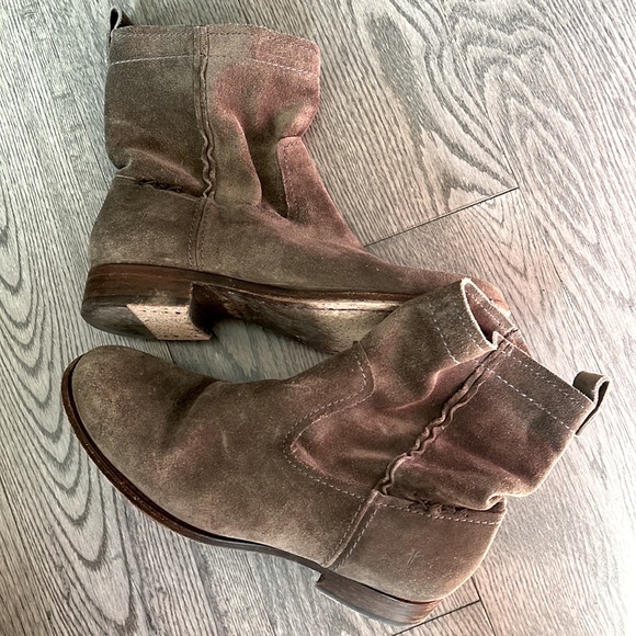 Frye | Shoes | Frye Suede Booties Size 7 Grey | Poshmark
